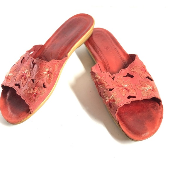 Fly Flot | Shoes | Fly Flot Made Italy Red Leather Sandals Shoes 37 ...